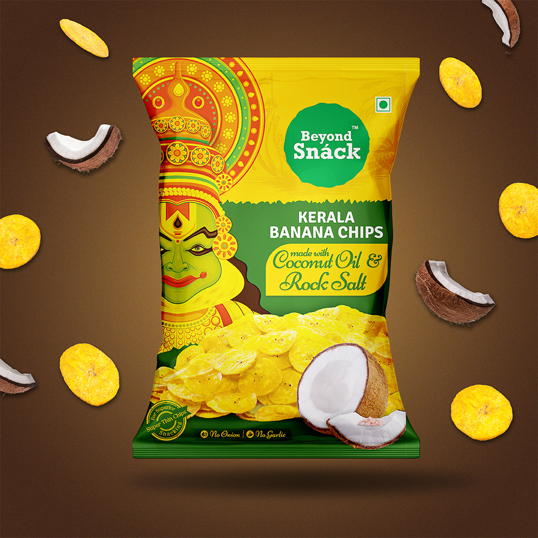 Banana Chips in Coconut Oil and Rock Salt 360gm (90gmsX4Packs) | Beyond Snack