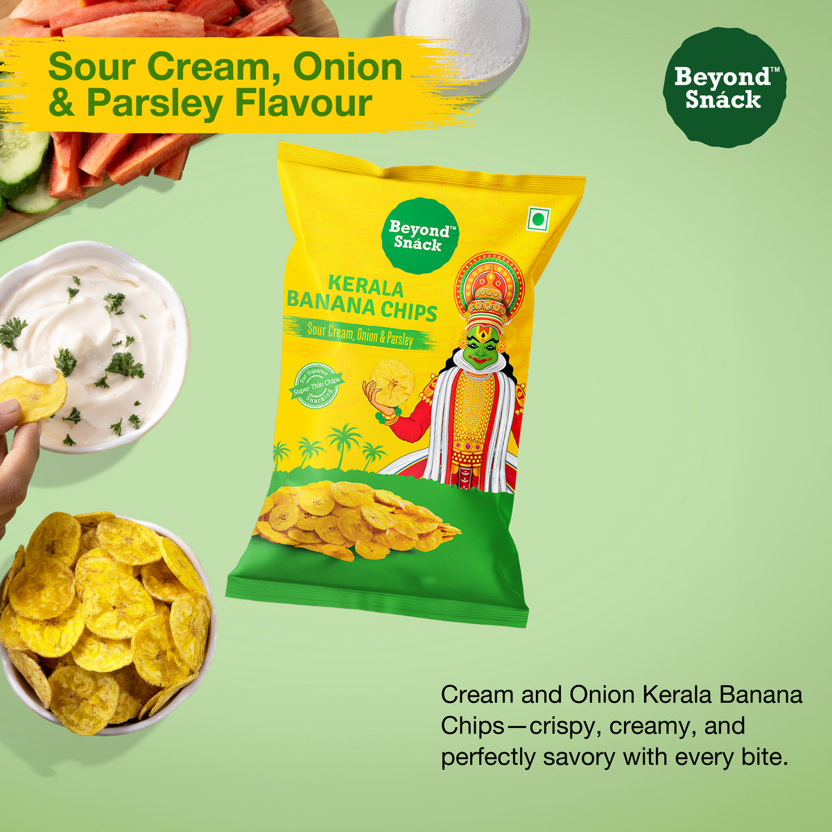 Kerala Banana Chips Sour Cream Onion Parsley Flavor 300g (100g*3 ...