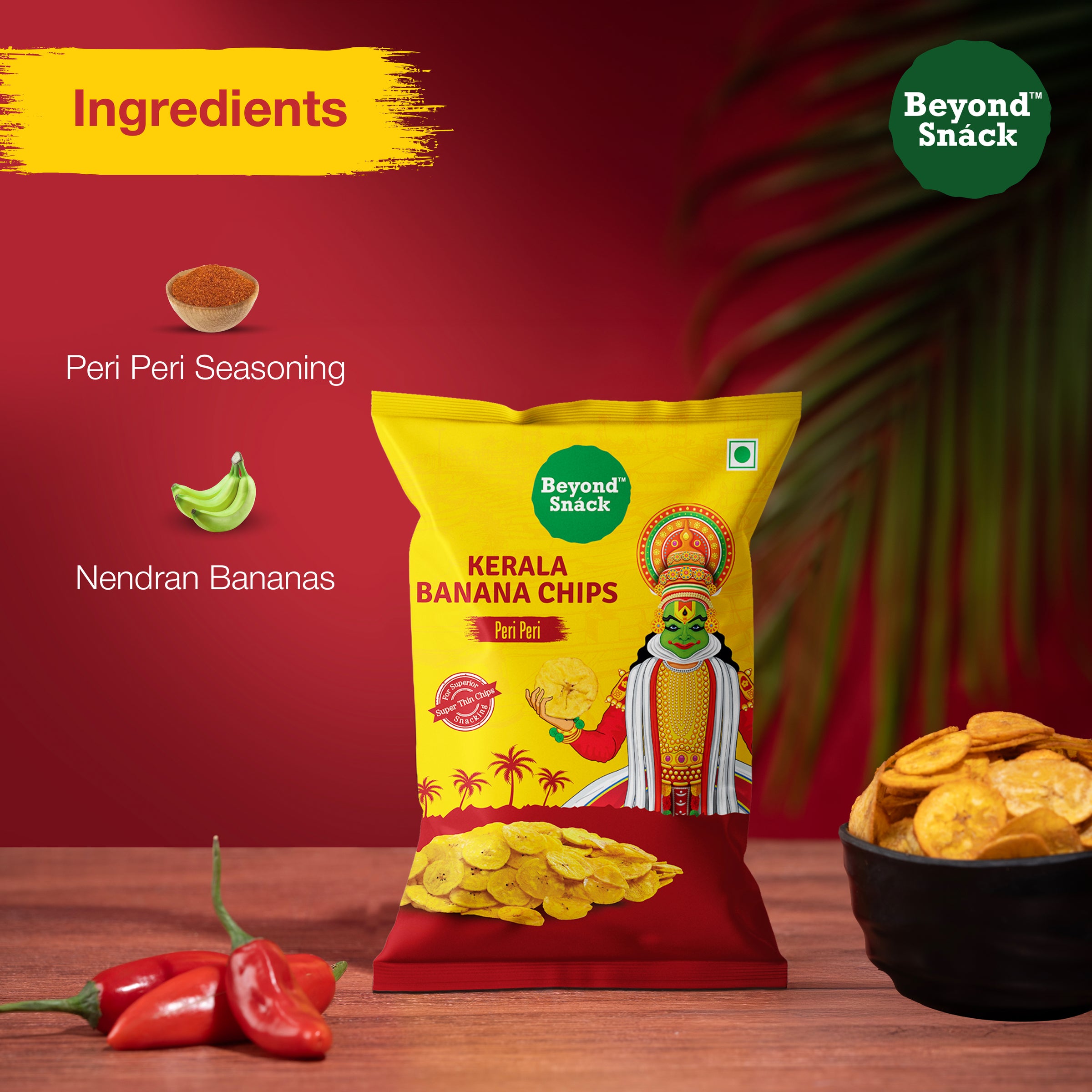 Beyond Snack Kerala Banana Chips Peri Peri Flavour 300g (100g*3 packs ...