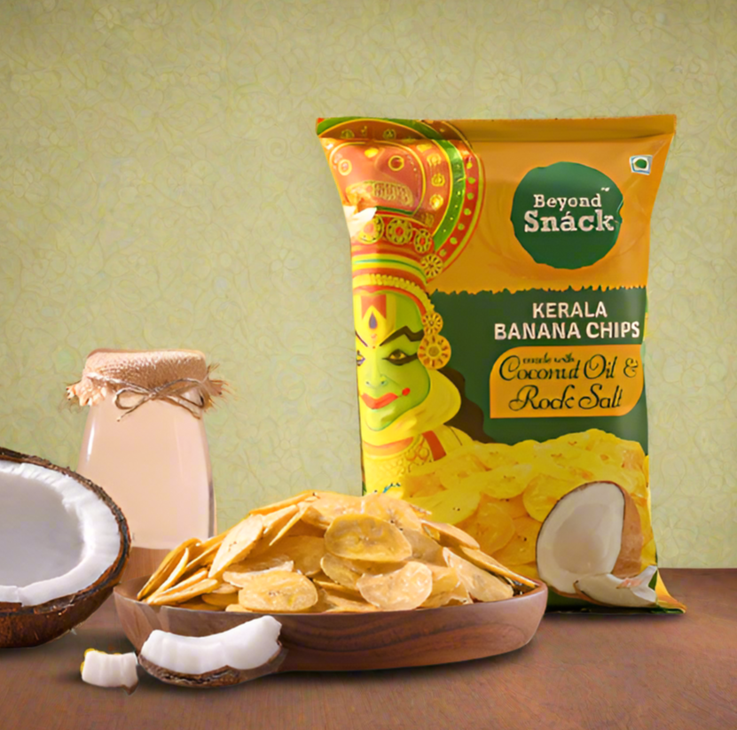 Banana Chips in Coconut Oil and Rock Salt 340gm (85gmsX4Packs) | Beyond ...