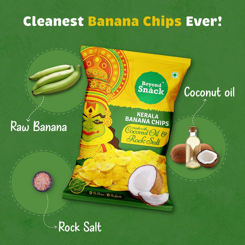 NEW LAUNCH!! Banana Chips in COCONUT OIL and ROCK SALT 360gm (90gmsX4Packs)