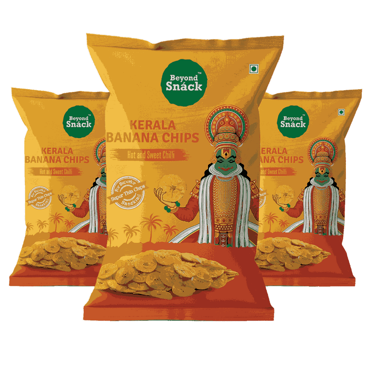 Beyond Snack Kerala Banana Chips Hot & Sweet Chilli 300g (3x100g)Thin Crunchy Snacks | Beyond Snack
